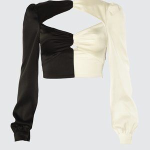 Tops | Yin Yang Satin Cropped Top | Poshmark